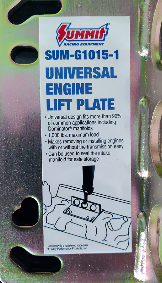 Summit Racing Engine Lift Plate – One Man And His Mustang